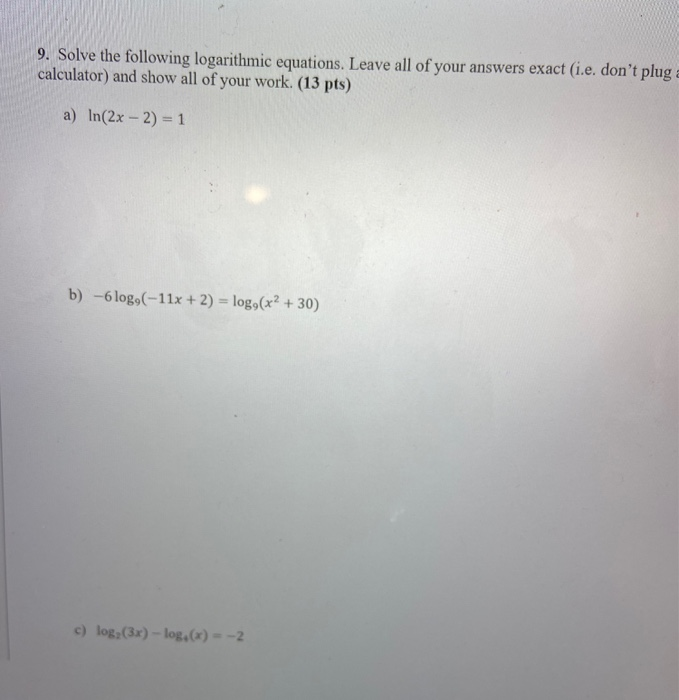 Solved c.) is log2(3x) - log4(x) = -2 (clarifying since pic | Chegg.com