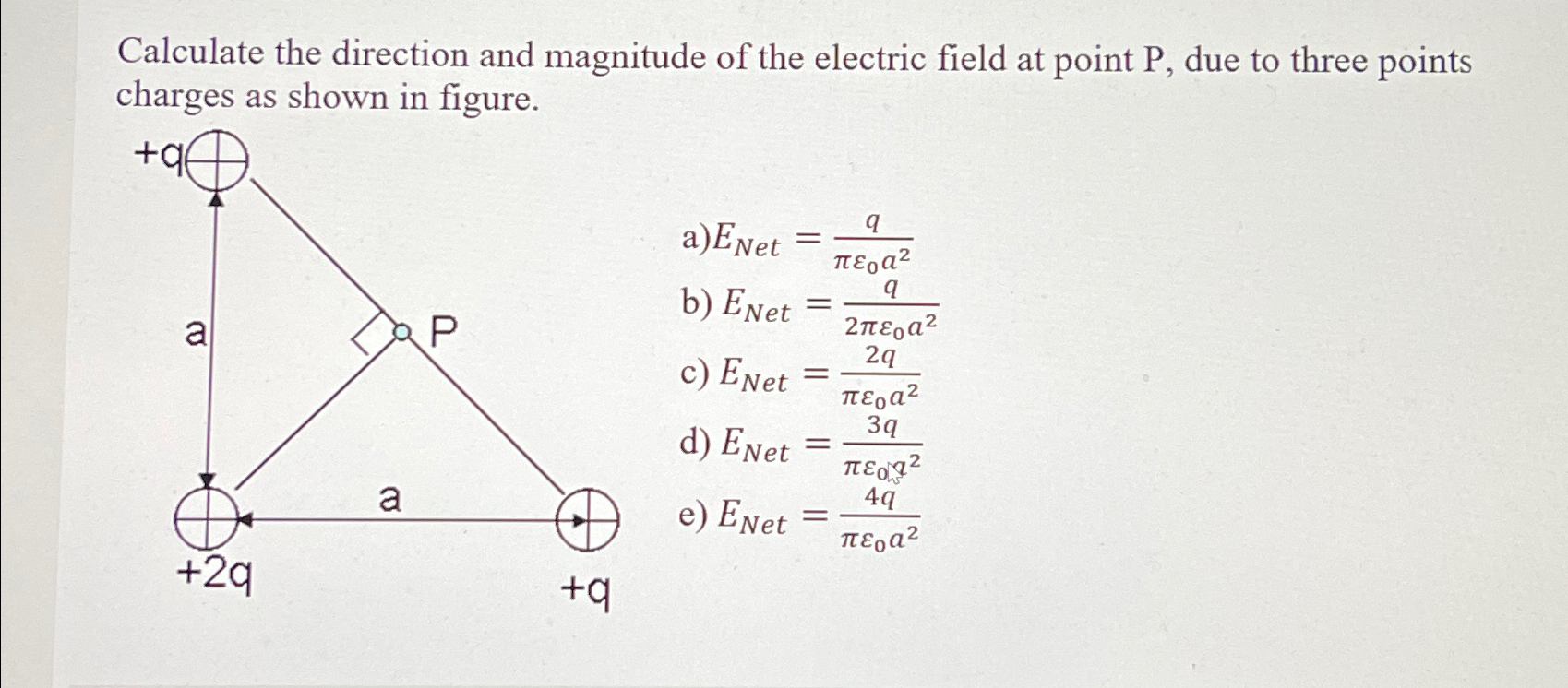 Solved Calculate the direction and magnitude of the electric | Chegg.com