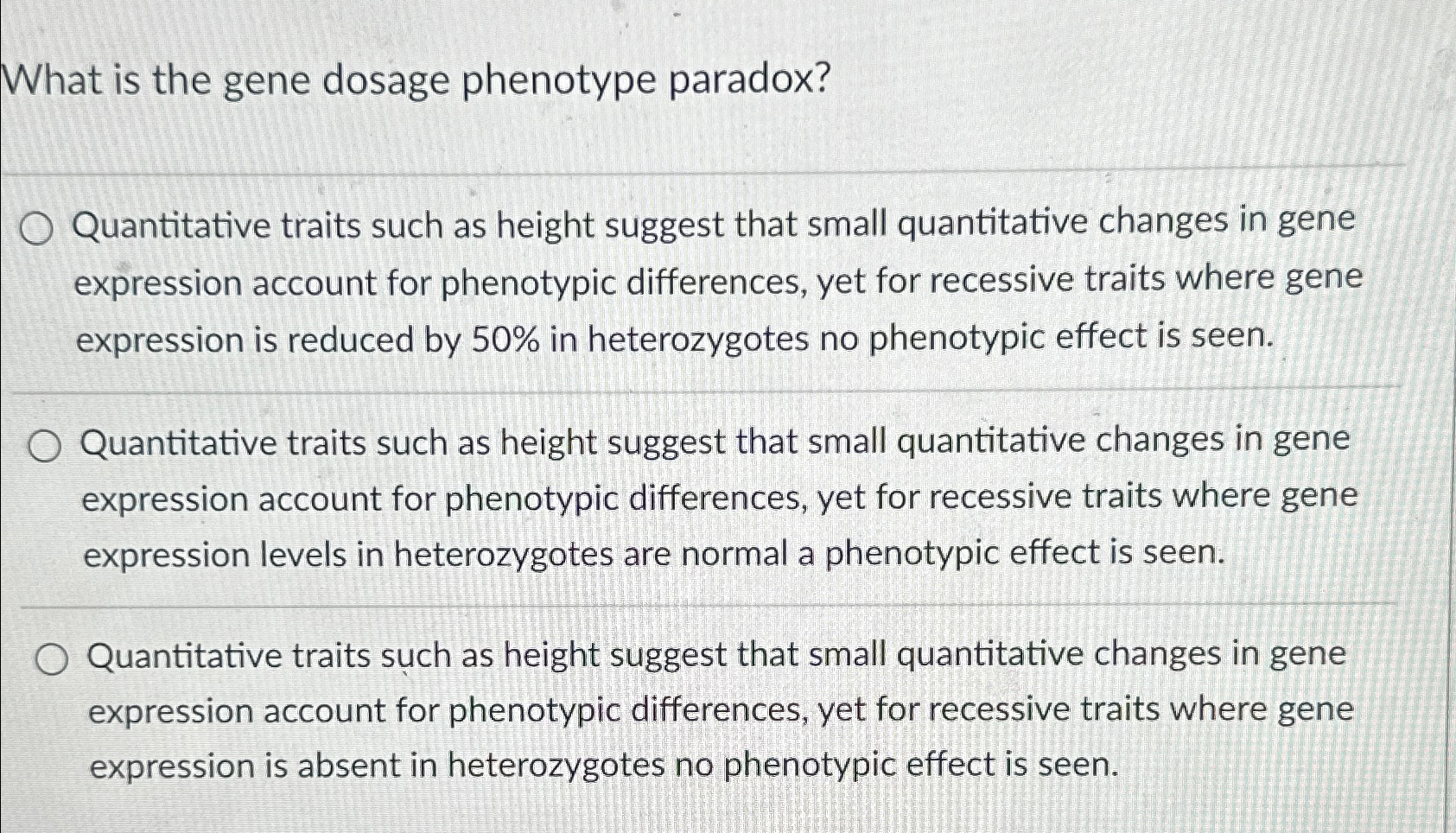 Solved What is the gene dosage phenotype | Chegg.com