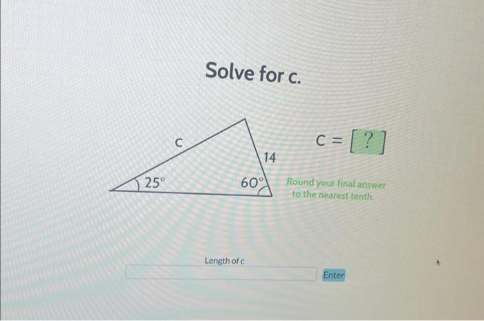 Solved Solve for c. C=[?] Round your final answer to the | Chegg.com