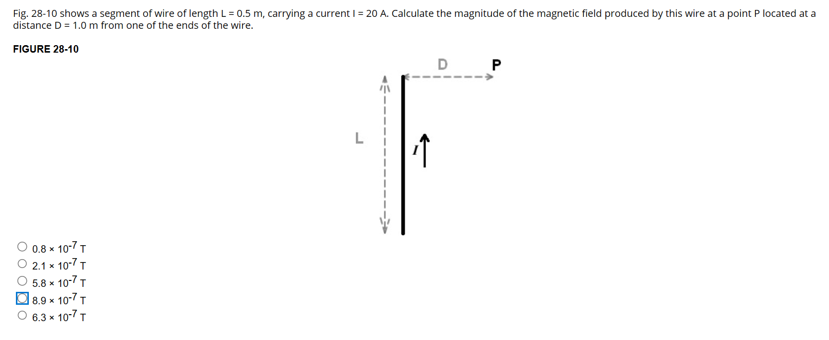 Solved The figure shows a segment of wire of length L = 0.5 | Chegg.com