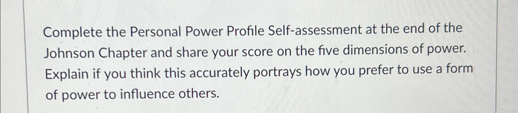 Solved Complete the Personal Power Profile Self-assessment | Chegg.com