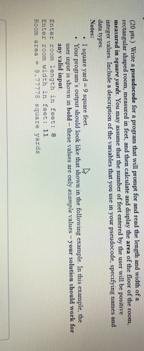 Solved (20 pts) Write a pseudocode for a program that will | Chegg.com
