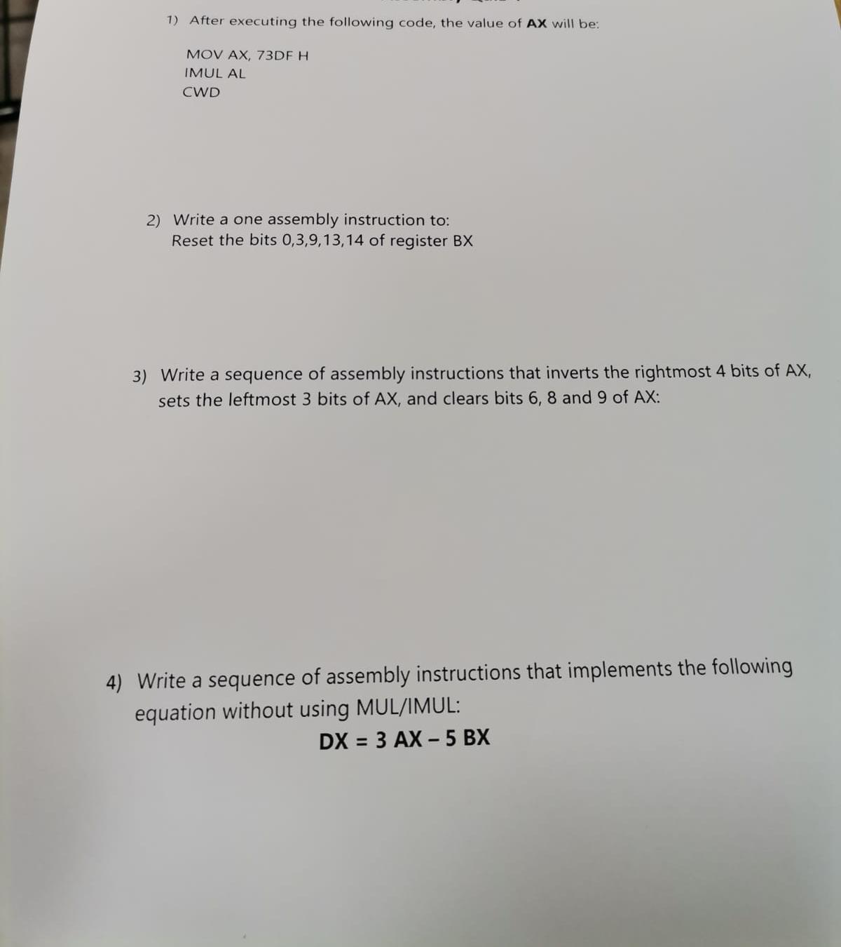 Solved After executing the following code, the value of Ax | Chegg.com