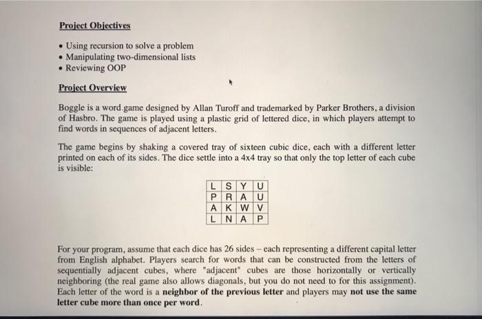 Project Objectives - Using recursion to solve a | Chegg.com