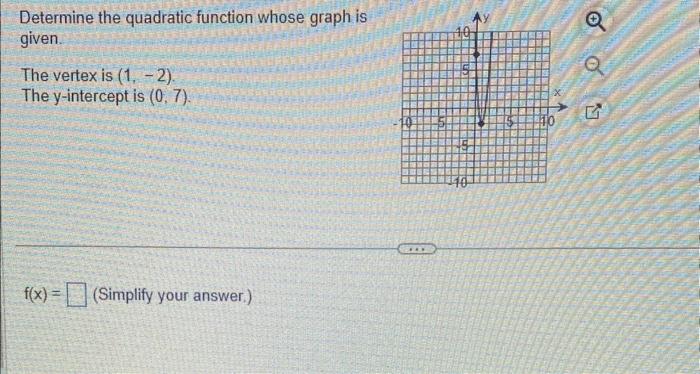 Solved Determine the quadratic function whose graph is | Chegg.com