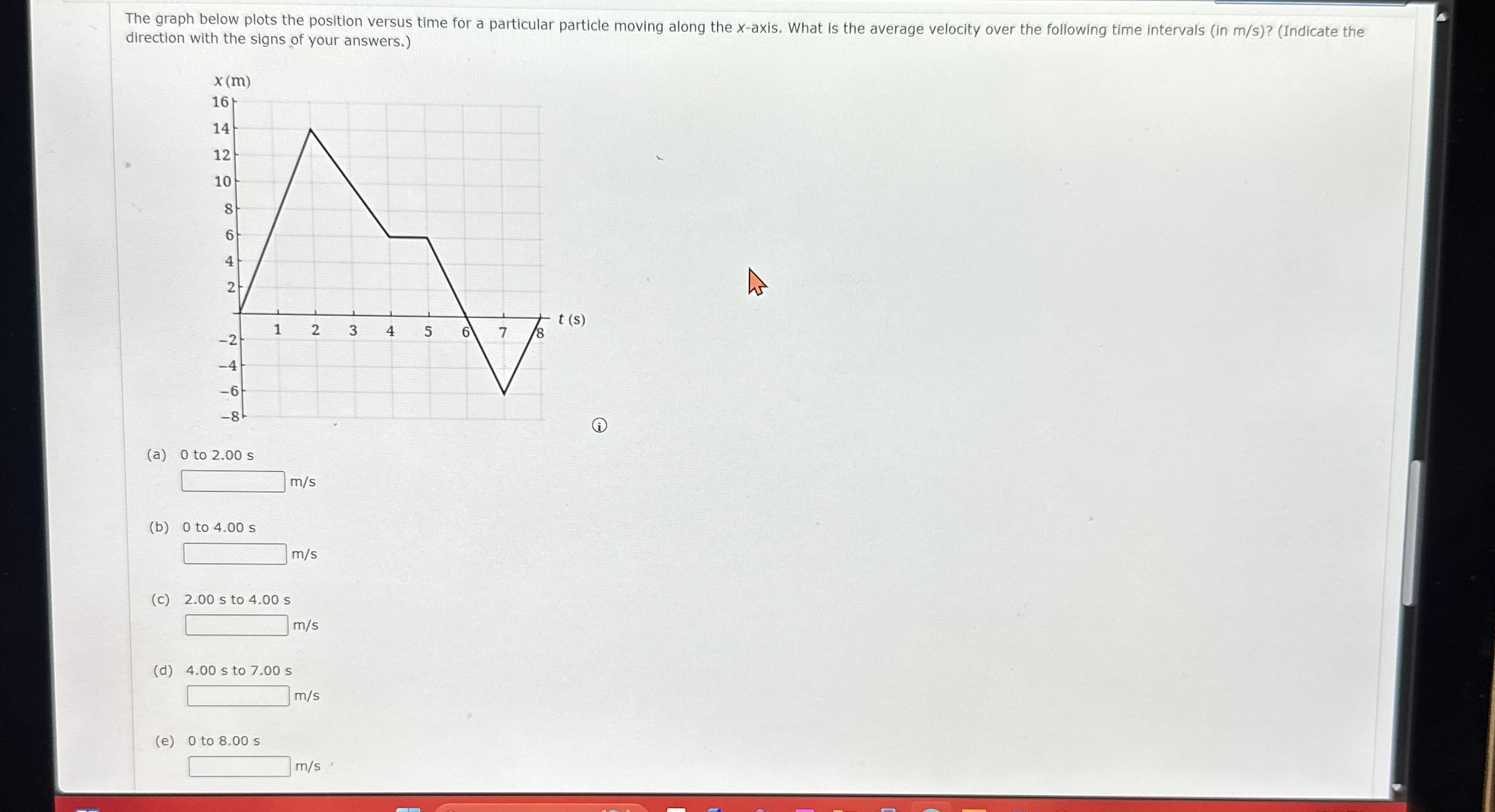 Solved The graph below plots the position versus time for a | Chegg.com