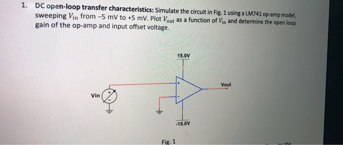 Solved 1. DC open-loop transfer characteristics: Simulate | Chegg.com
