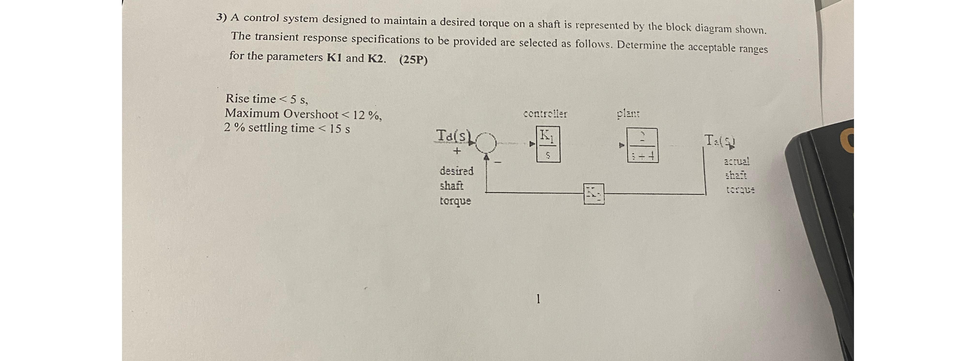 Solved A control system designed to maintain a desired | Chegg.com