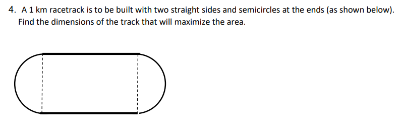 Solved A 1km ﻿racetrack is to be built with two straight | Chegg.com