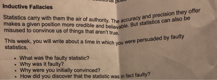 Solved uvidl posto Inductive Fallacies Statistics carry with | Chegg.com