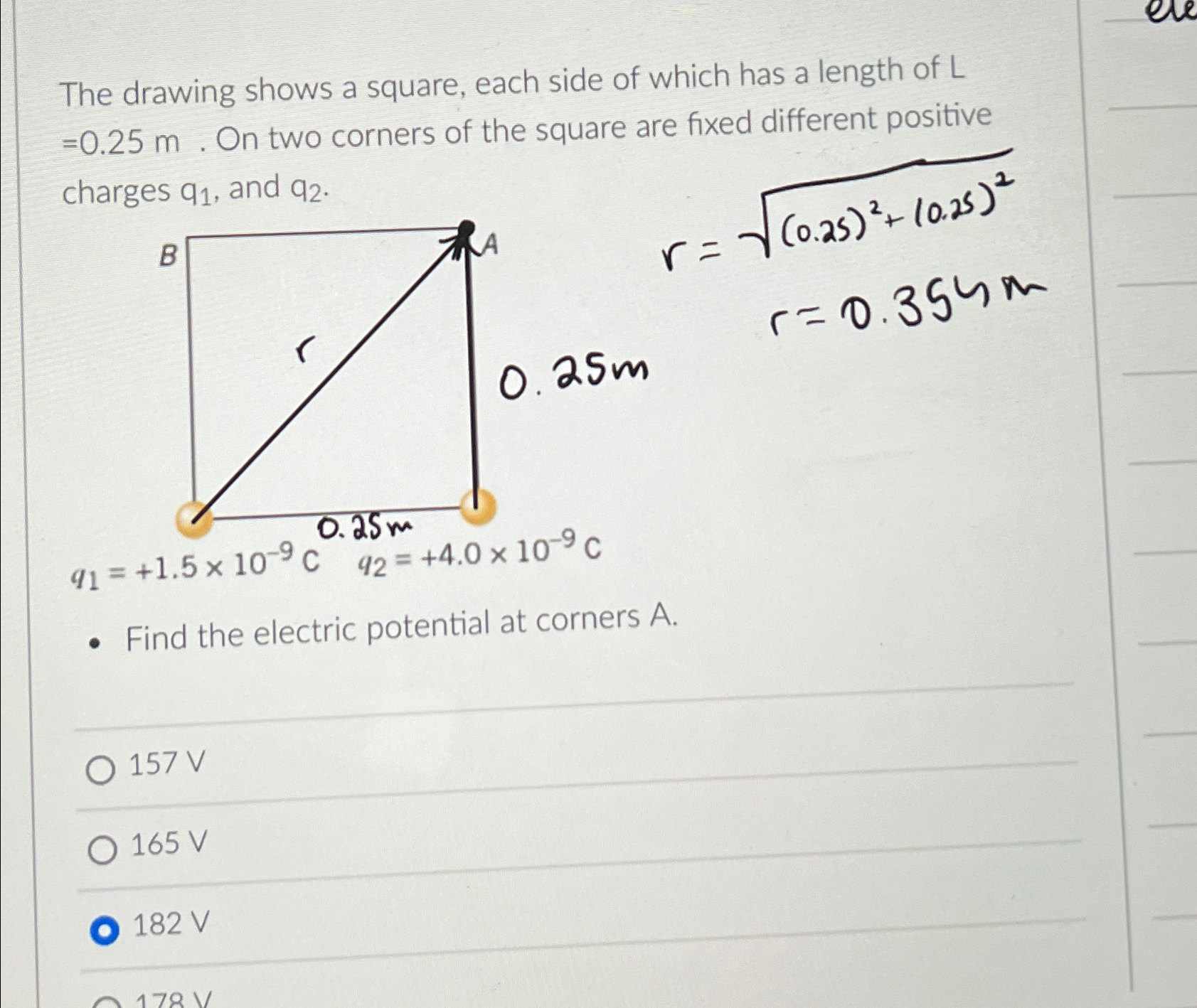 Solved The drawing shows a square, each side of which has a | Chegg.com