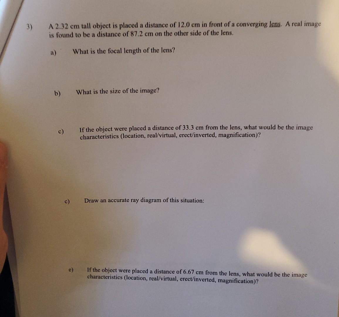 Solved A 2.32cm tall object is placed a distance of 12.0cm | Chegg.com