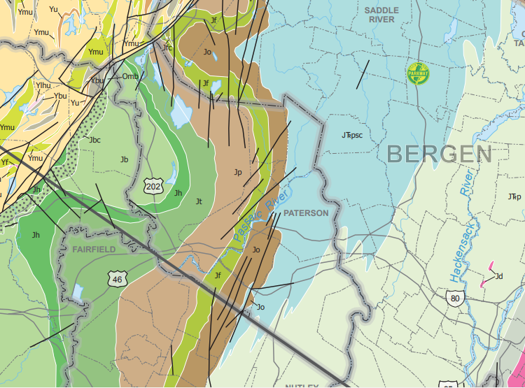 Solved in Bedrock Geologic Map of New Jersey, 2014, ﻿Scale | Chegg.com