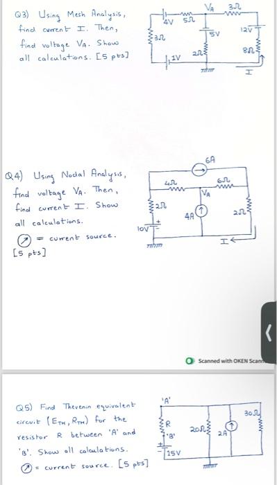 Solved Q3) Using Mesh Analysis, find current I. Then, find | Chegg.com