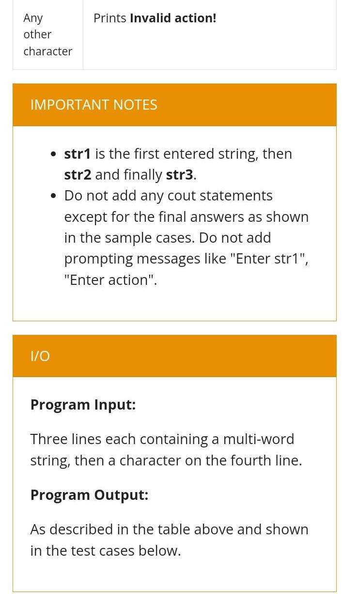 Write a program that takes three multi-word strings | Chegg.com
