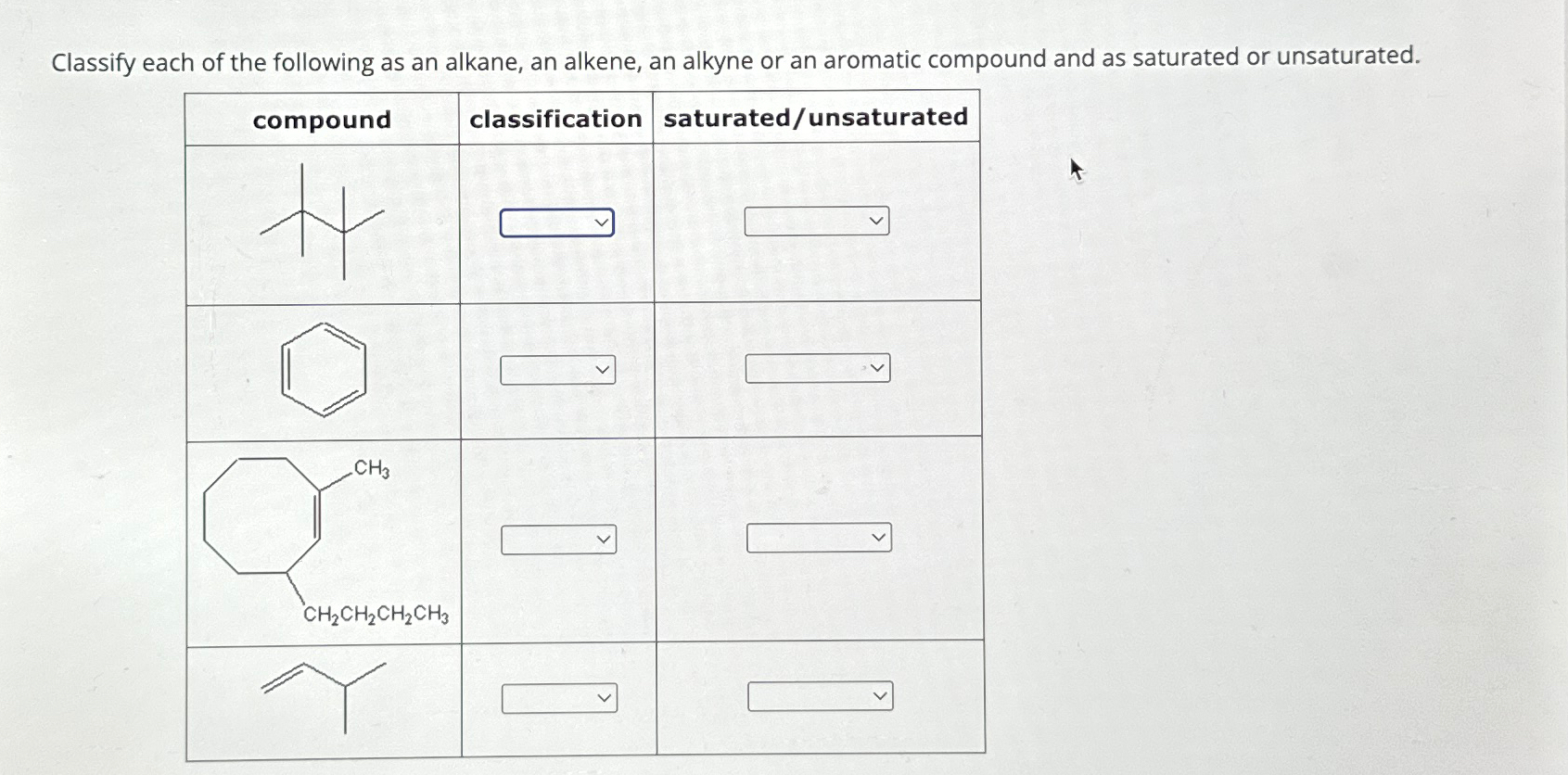 Solved Classify each of the following as an alkane, an | Chegg.com