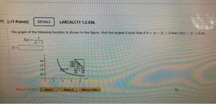 Solved 11. (-/1 Points) DETAILS LARCALC11 1.2.036. The graph | Chegg.com