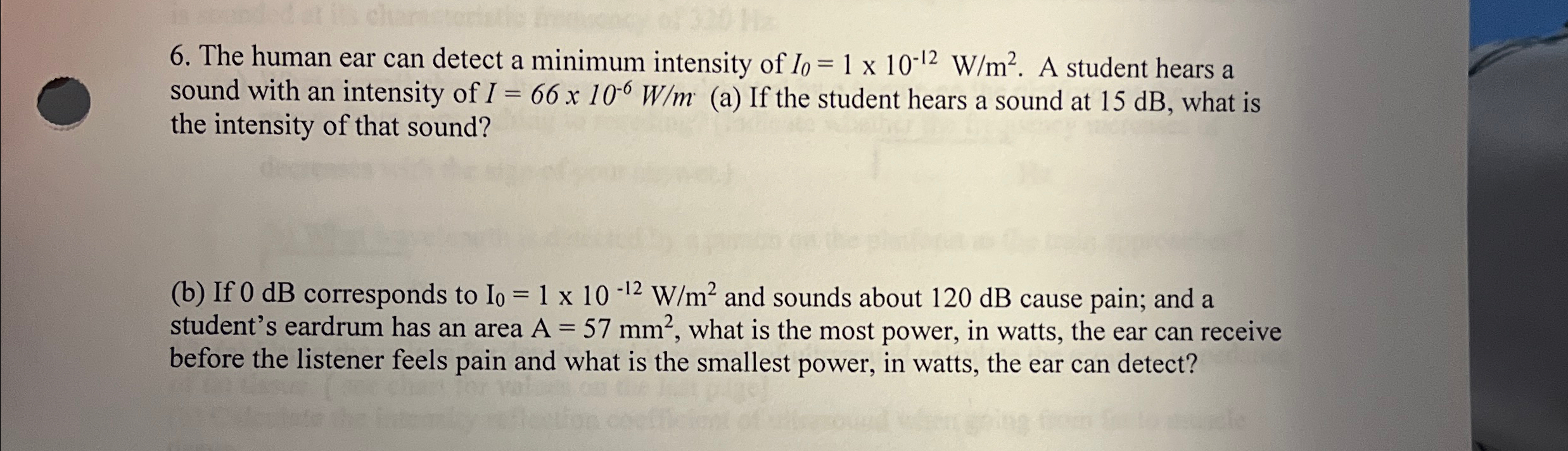 Solved The human ear can detect a minimum intensity of | Chegg.com