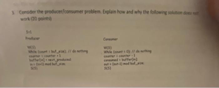 3. Consider the producer/consumer problem. Explain | Chegg.com