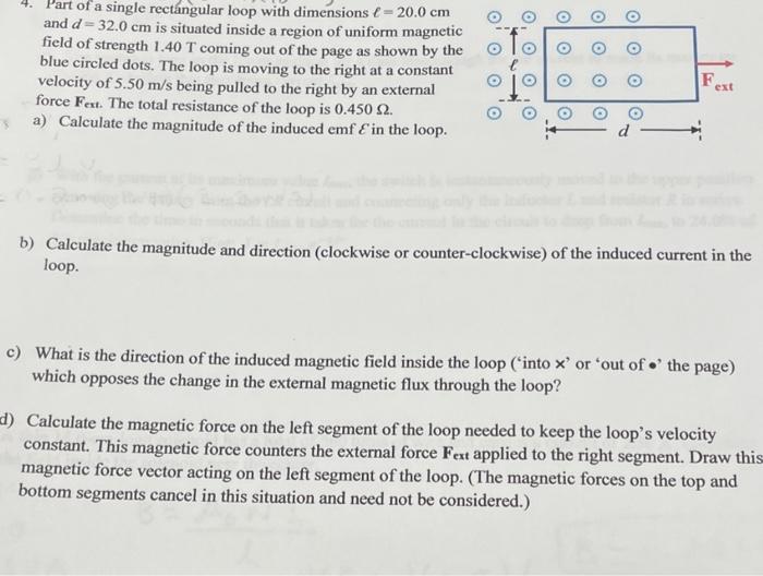 Solved o o Part of a single rectangular loop with dimensions | Chegg.com