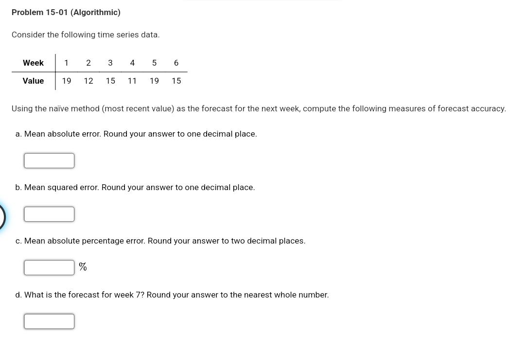 Solved Problem 15-01 (Algorithmic)Consider the following | Chegg.com
