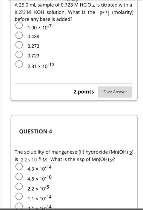 Solved A 25.0 mL sample of 0.723MHClO4 is titrated with a | Chegg.com