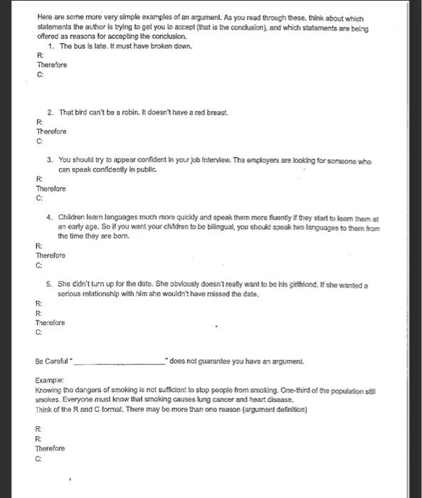Identifying reasons and conclusions verbal | Chegg.com
