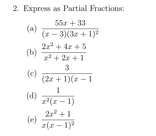 Express as partial fractions | Chegg.com