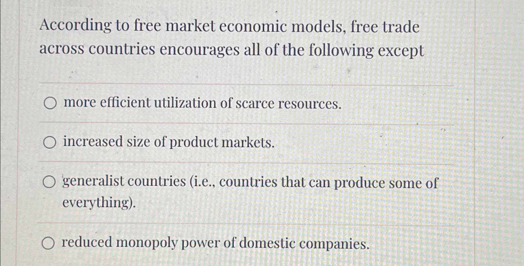 Solved According to free market economic models, free trade | Chegg.com