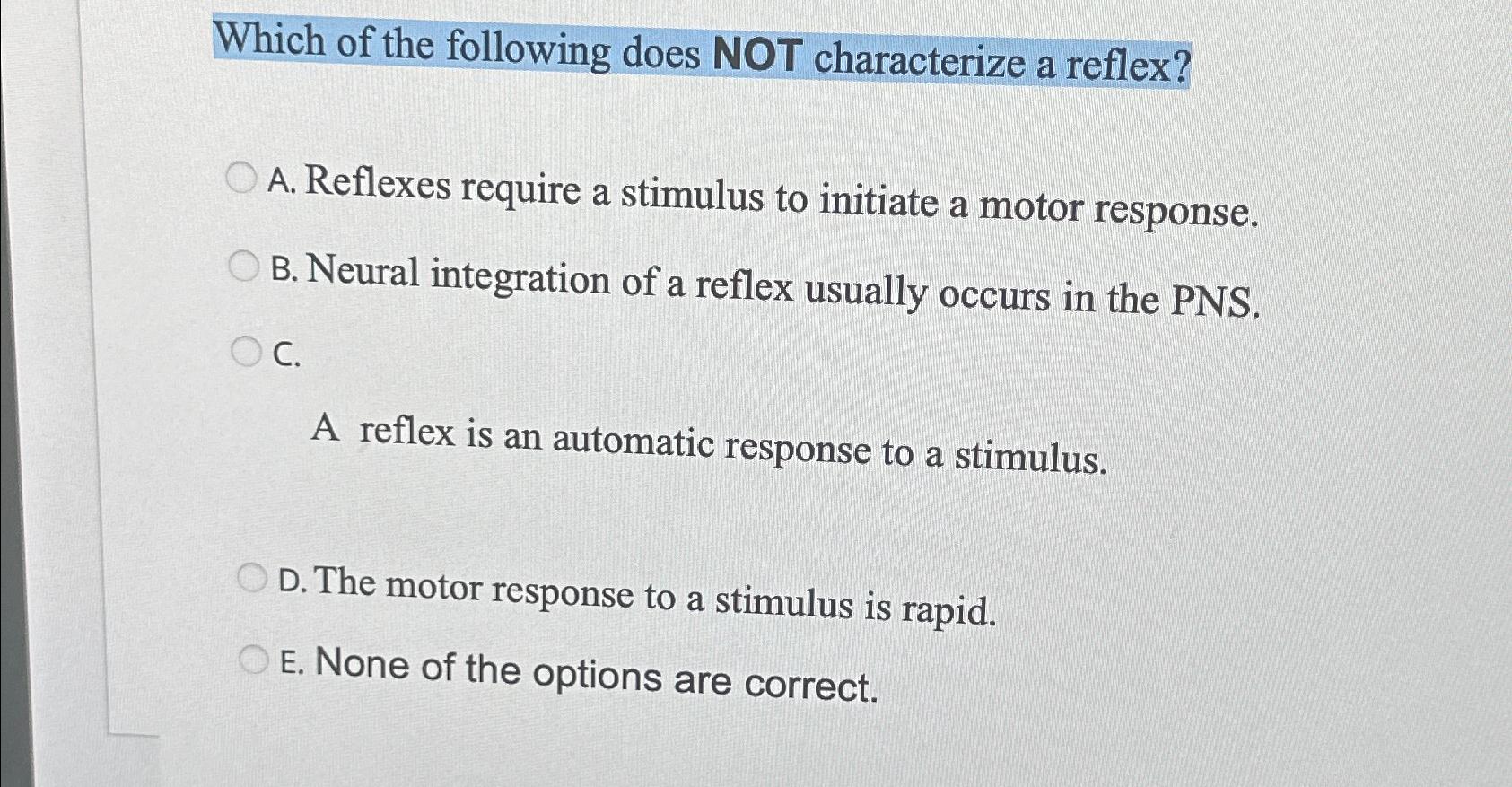 Solved Which of the following does NOT characterize a | Chegg.com