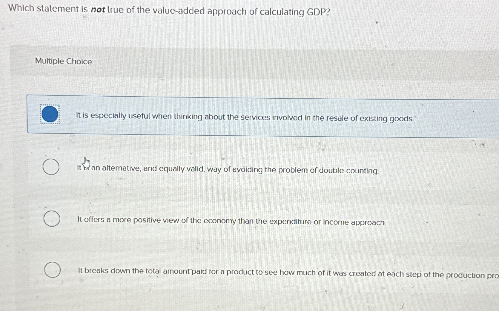 Solved Which statement is not true of the value-added | Chegg.com