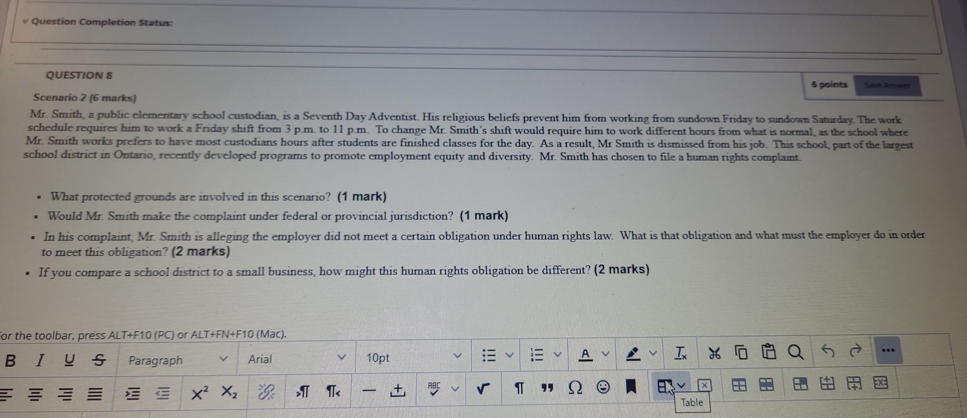 Solved Scenario 2 ( 6 marks) - What protected grounds are | Chegg.com