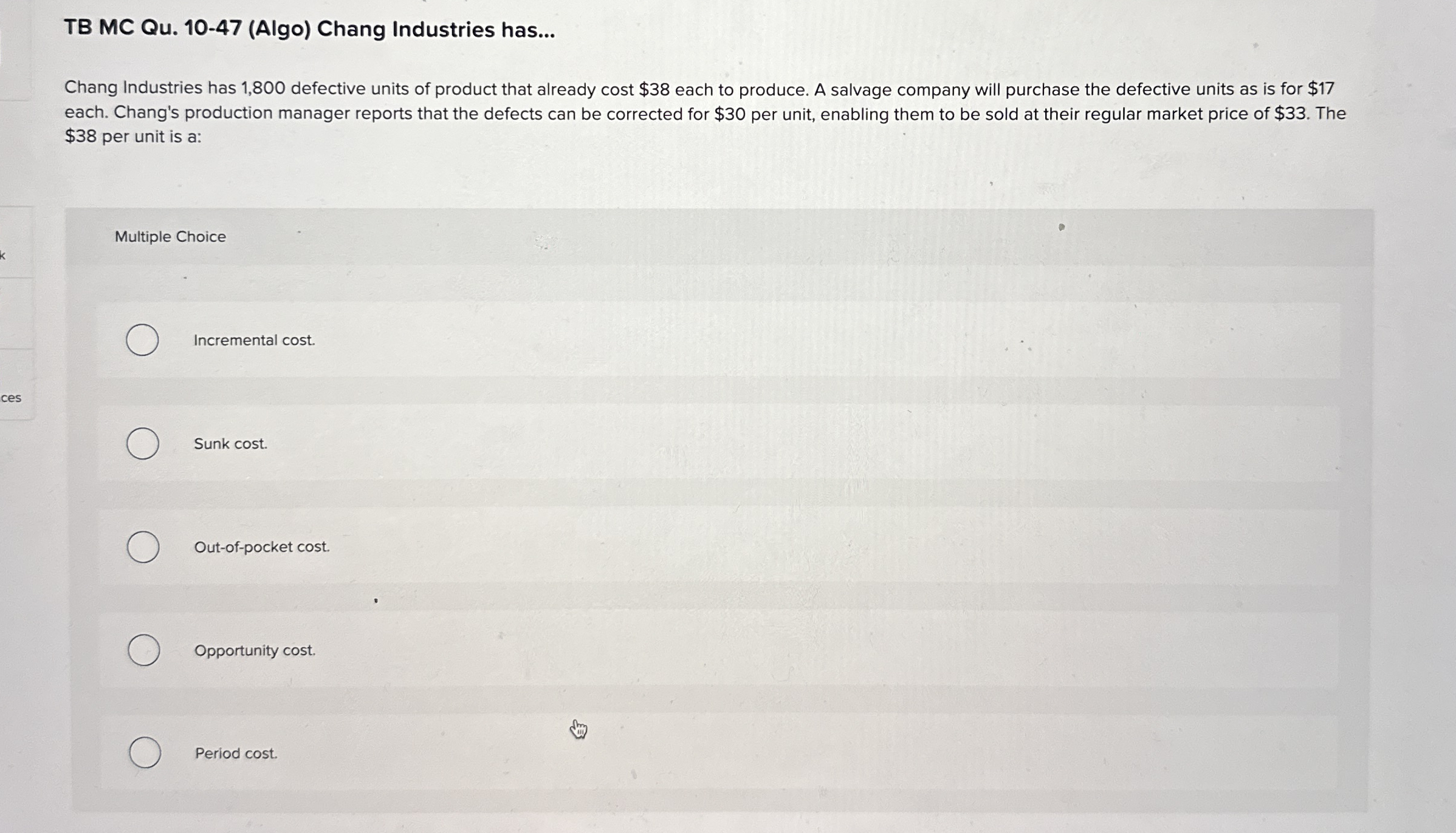 Solved TB MC Qu. 10-47 (Algo) ﻿Chang Industries has...Chang | Chegg.com