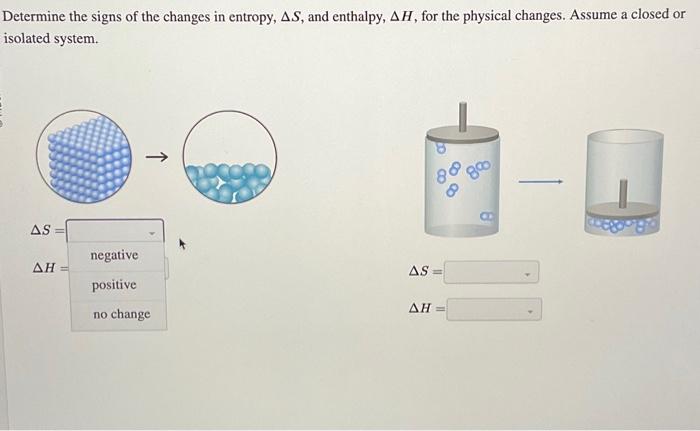 Solved Determine the signs of the changes in entropy, AS, | Chegg.com