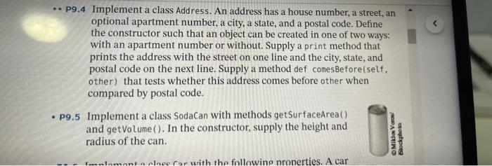 Solved P9.4 Implement a class Address. An address has a | Chegg.com