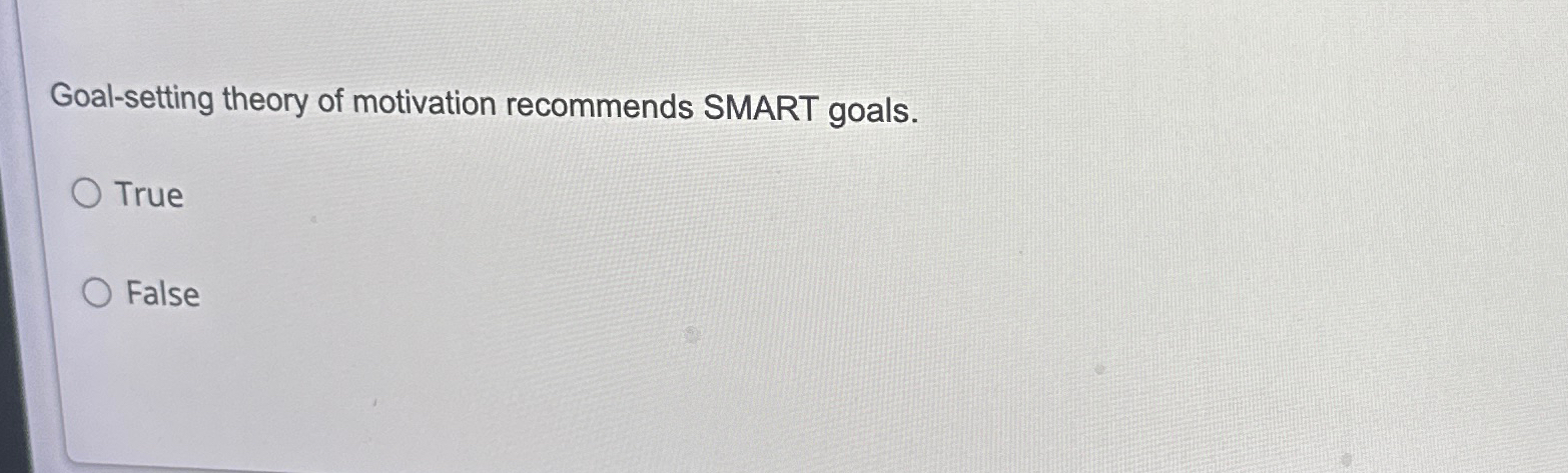 Solved Goal-setting theory of motivation recommends SMART | Chegg.com