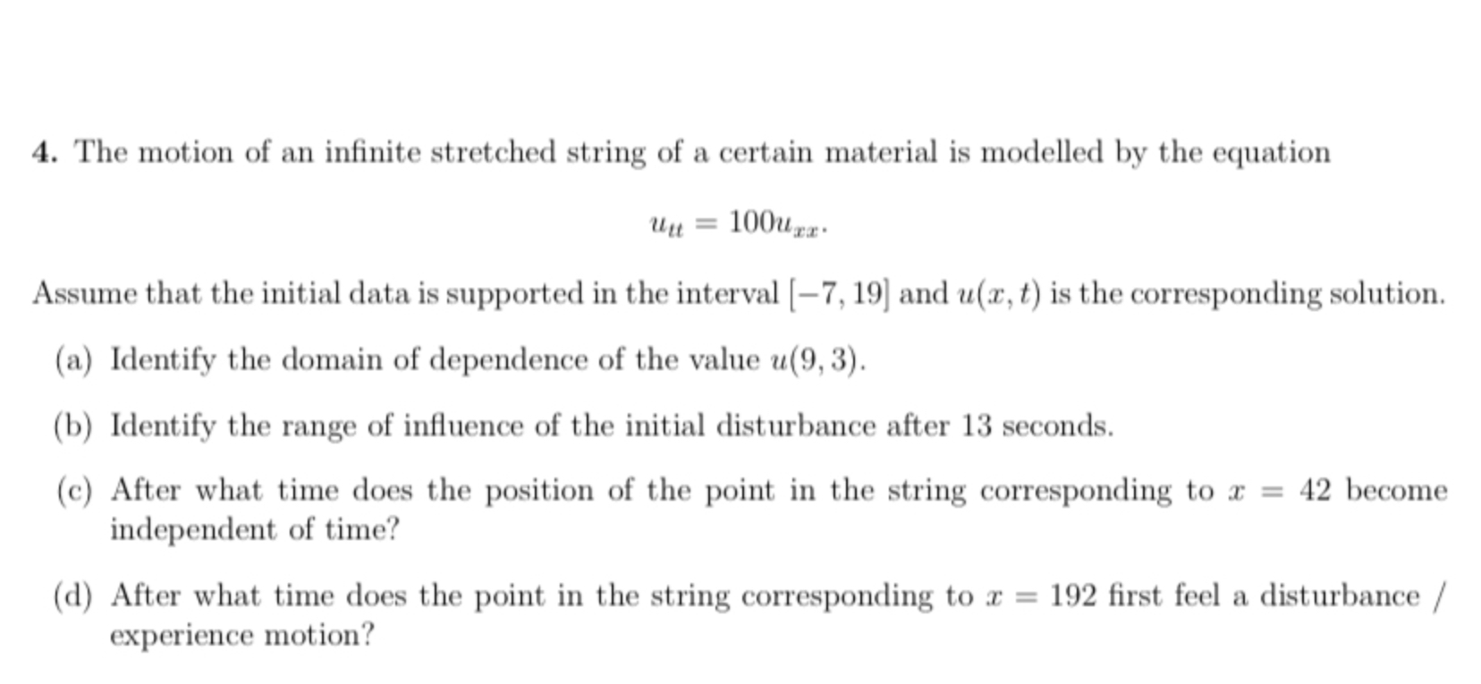 Solved The motion of an infinite stretched string of a | Chegg.com
