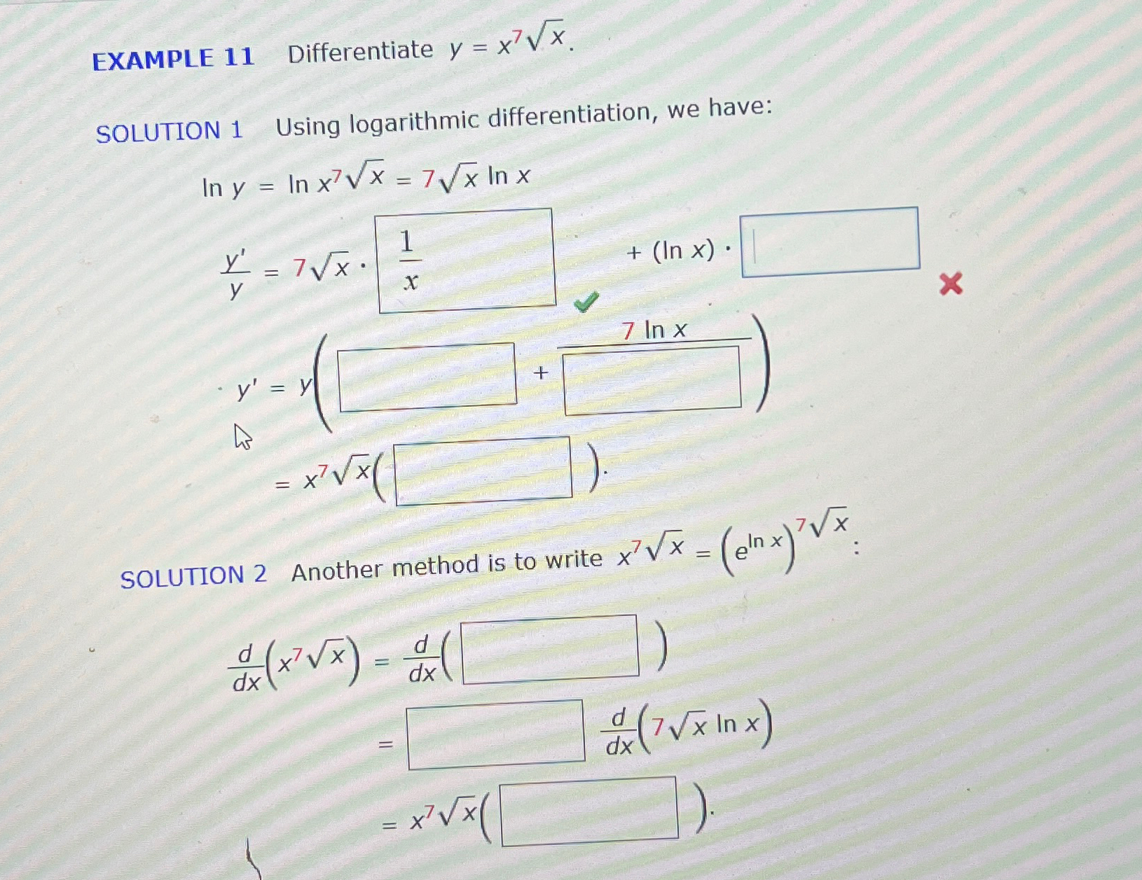 Solved EXAMPLE 11 ﻿Differentiate y=x7x2.SOLUTION 1 ﻿Using | Chegg.com