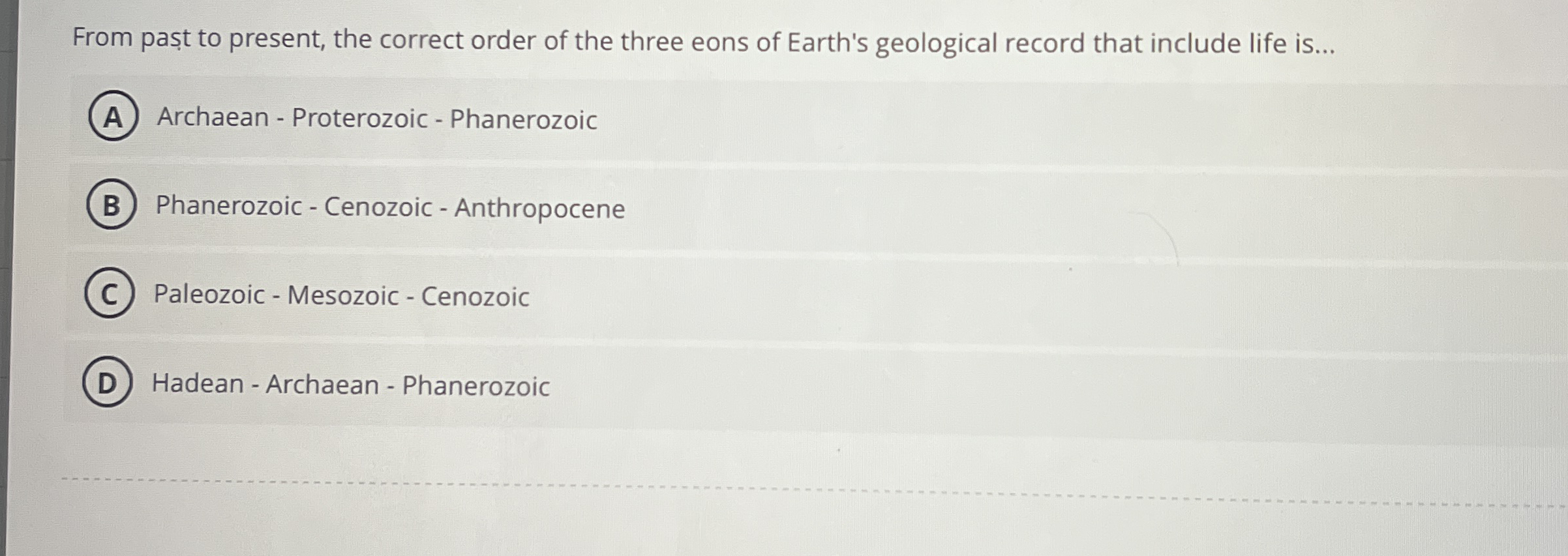 Solved From pașt to present, the correct order of the three | Chegg.com