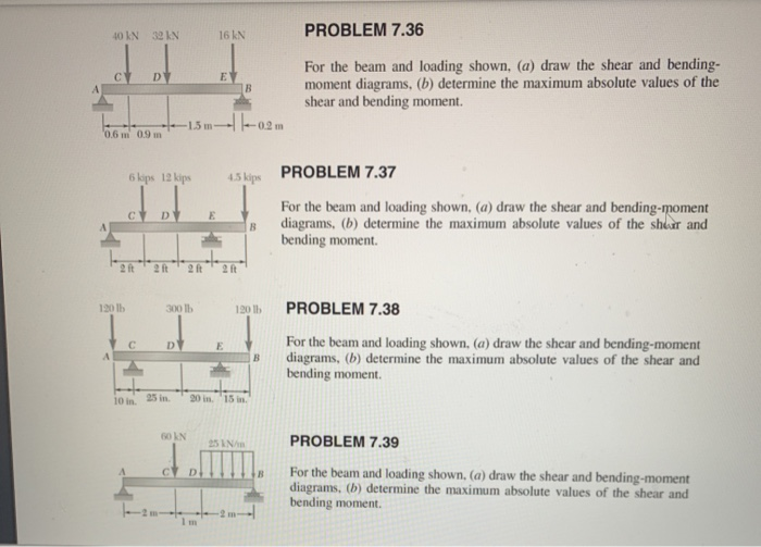 Solved PROBLEM 7.32 В For the beam and loading shown. (a) | Chegg.com