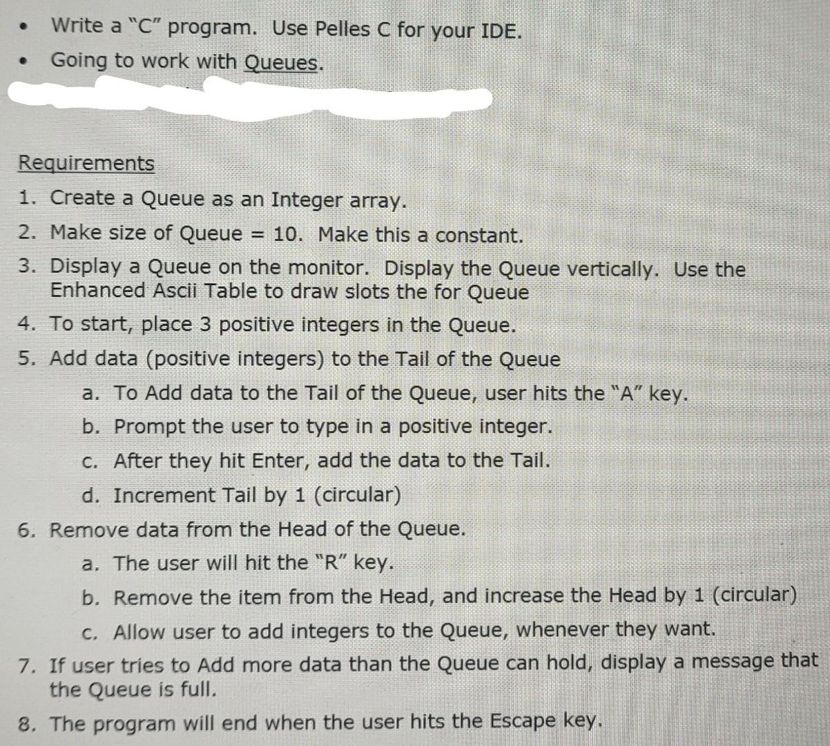 Solved Write A C Program Use Pelles C If Possible To 