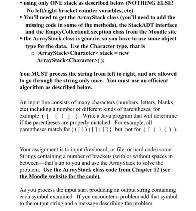Solved No left/right bracket counter variables, etc) - | Chegg.com
