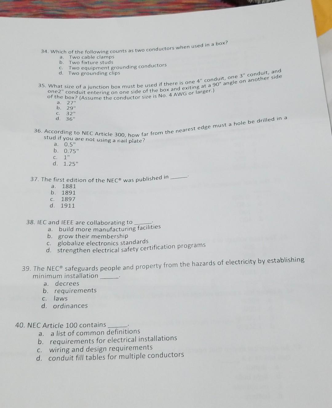 Solved 34. Which of the following counts as two conductors | Chegg.com