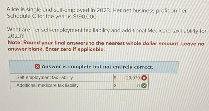 Alice is single and self-employed in 2023. Her net | Chegg.com
