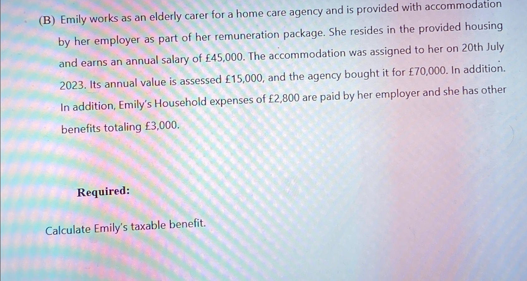Solved B ﻿emily Works As An Elderly Carer For A Home Care