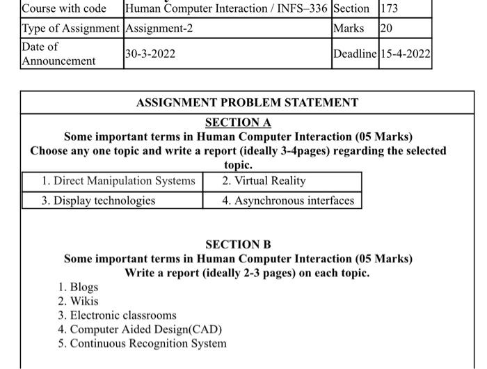 Solved Course with code Human Computer Interaction / | Chegg.com