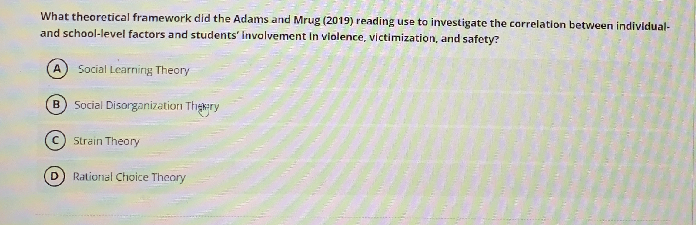 Solved What theoretical framework did the Adams and Mrug | Chegg.com
