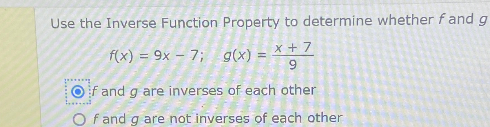 Solved Use the Inverse Function Property to determine | Chegg.com