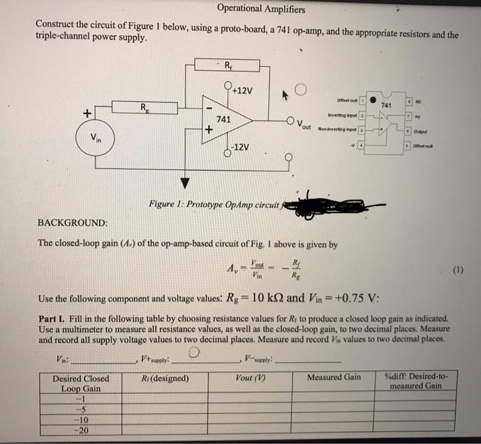 Solved Operational Amplifiers Construct the circuit of | Chegg.com